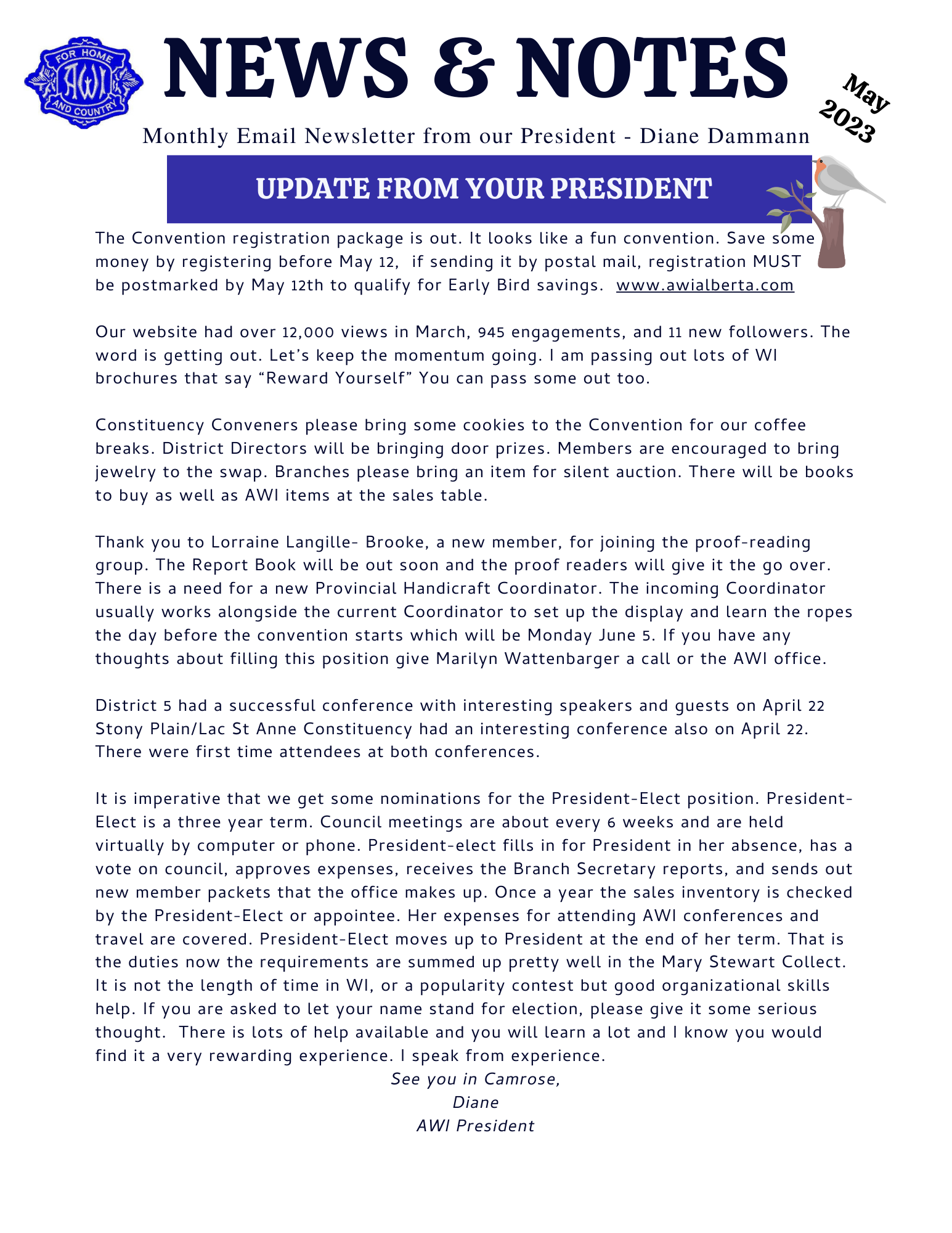 News and Notes – May Issue | Alberta Women's Institutes